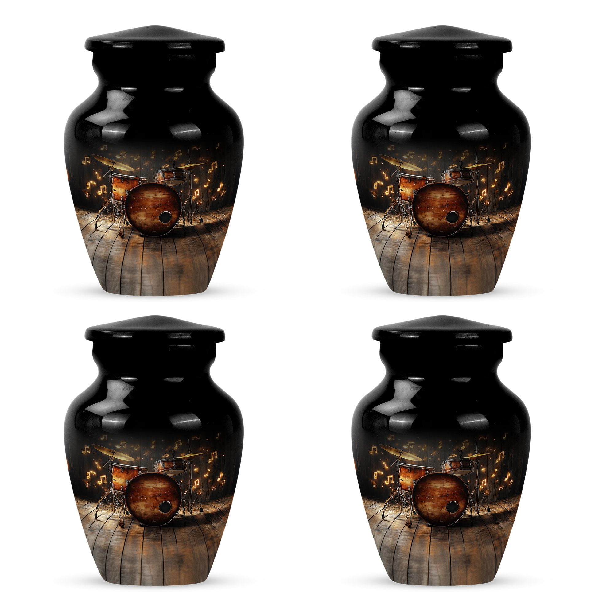 Black Drum Set small funeral urns for ashes adult male - Mini burial ...
