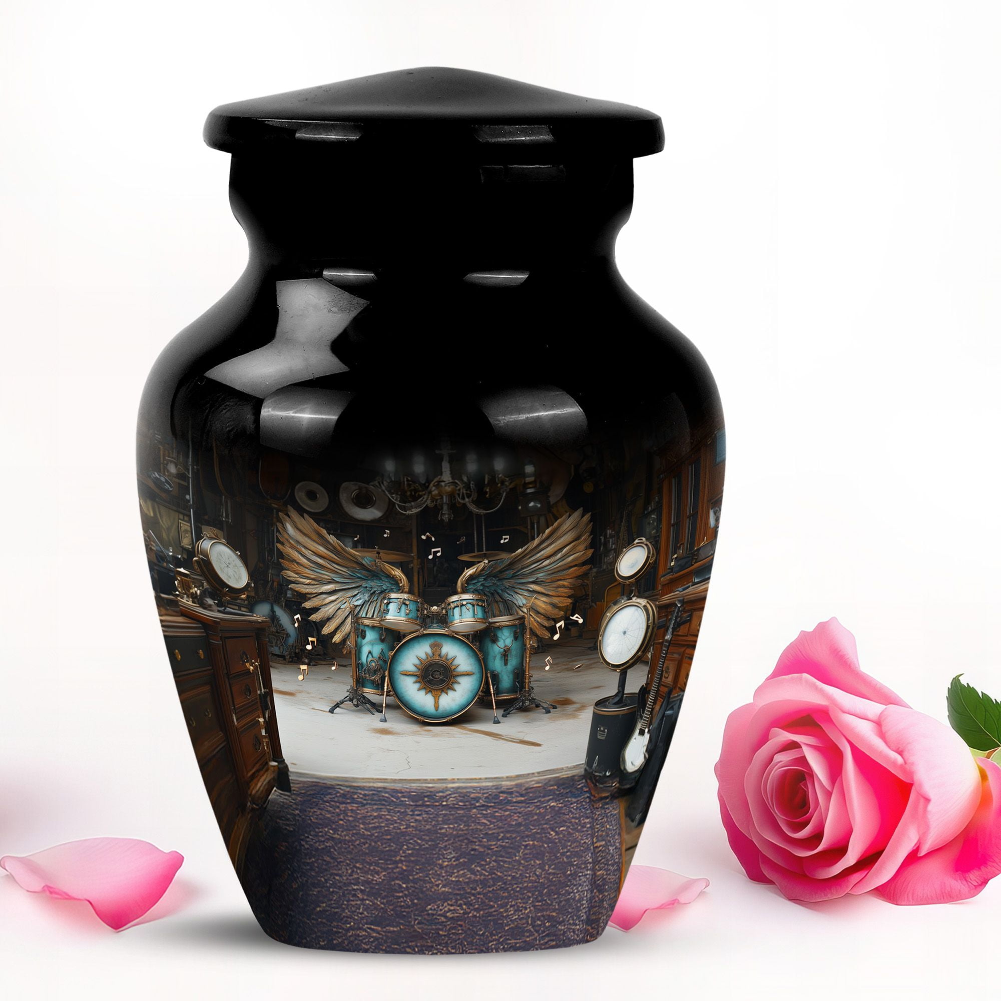 Black Drum Set small urns for human ashes keepsake - mini Funeral urn ...