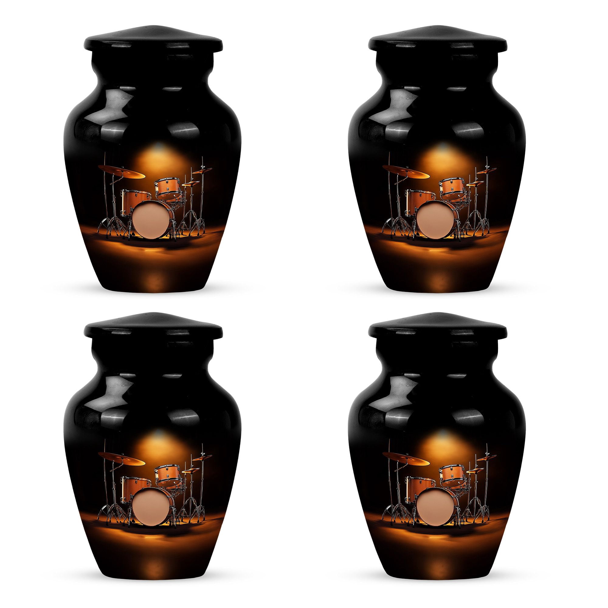 Black Drum set small cremation urn for human ashes keepsake - Mini ...