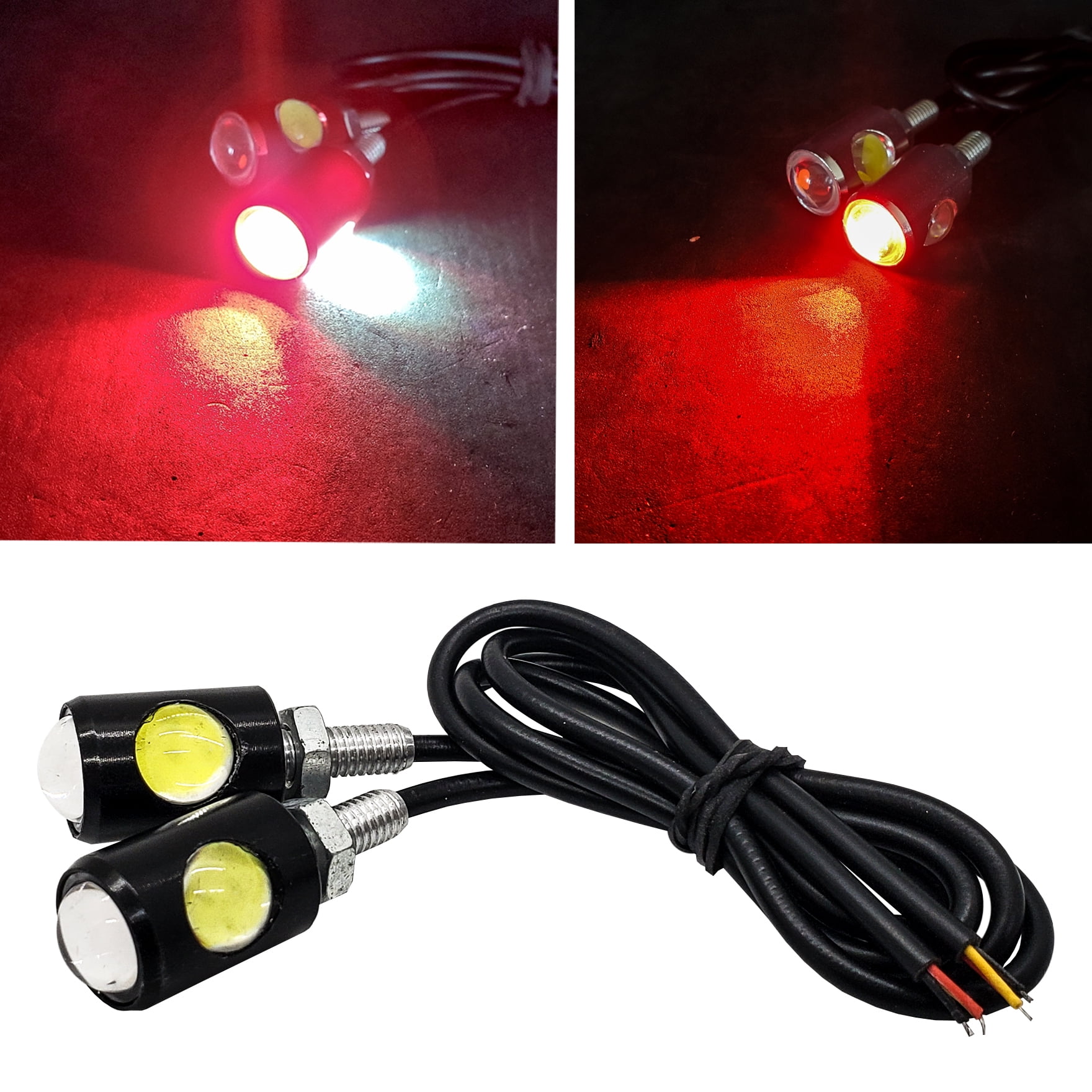 Black Dual LED Tag Lights License Plate Bolts OZ-USA® Xenon White Red ...