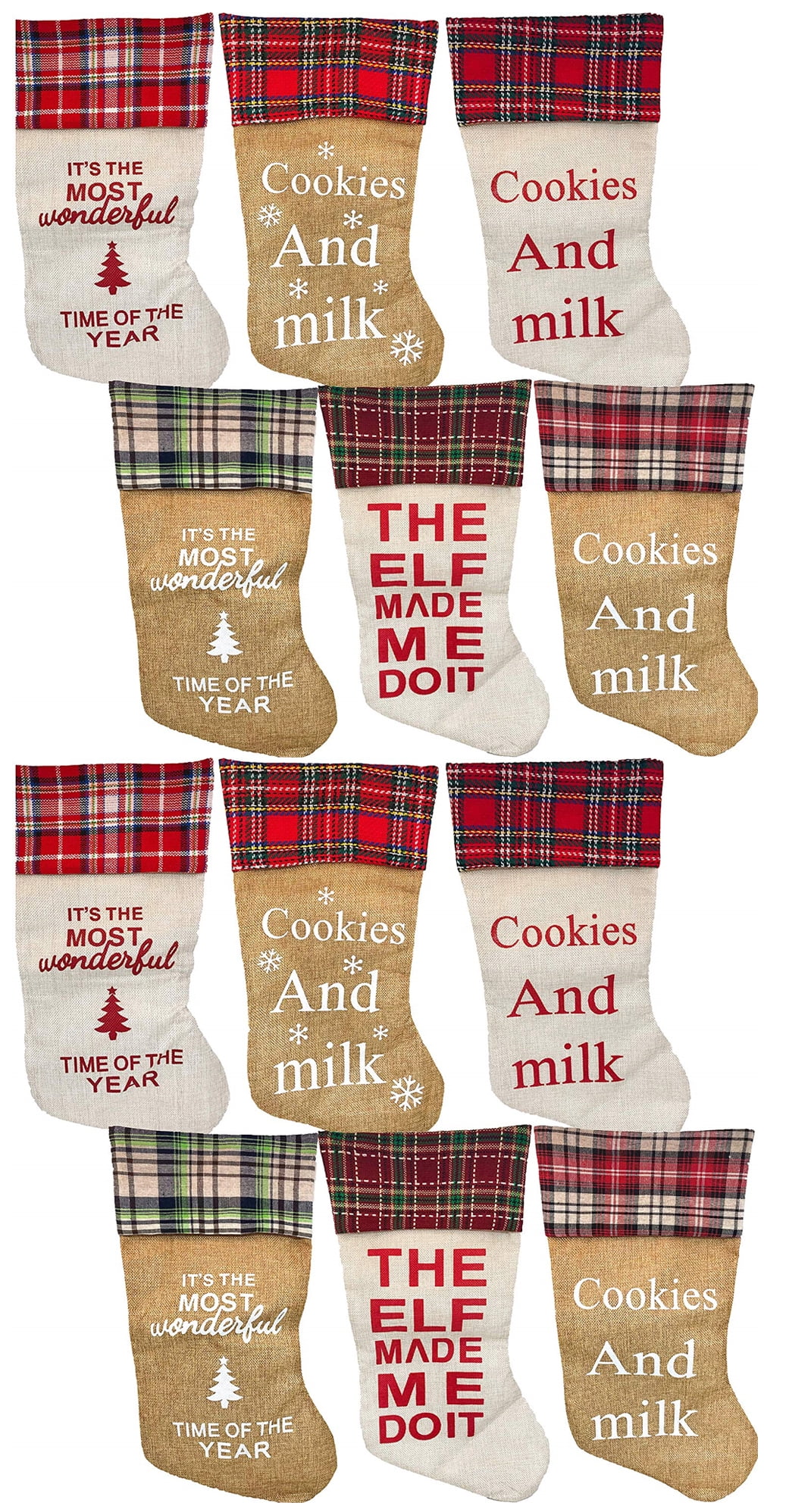 Black Duck Brand 18" Christmas Phrases Holiday Stockings with Hanging ...