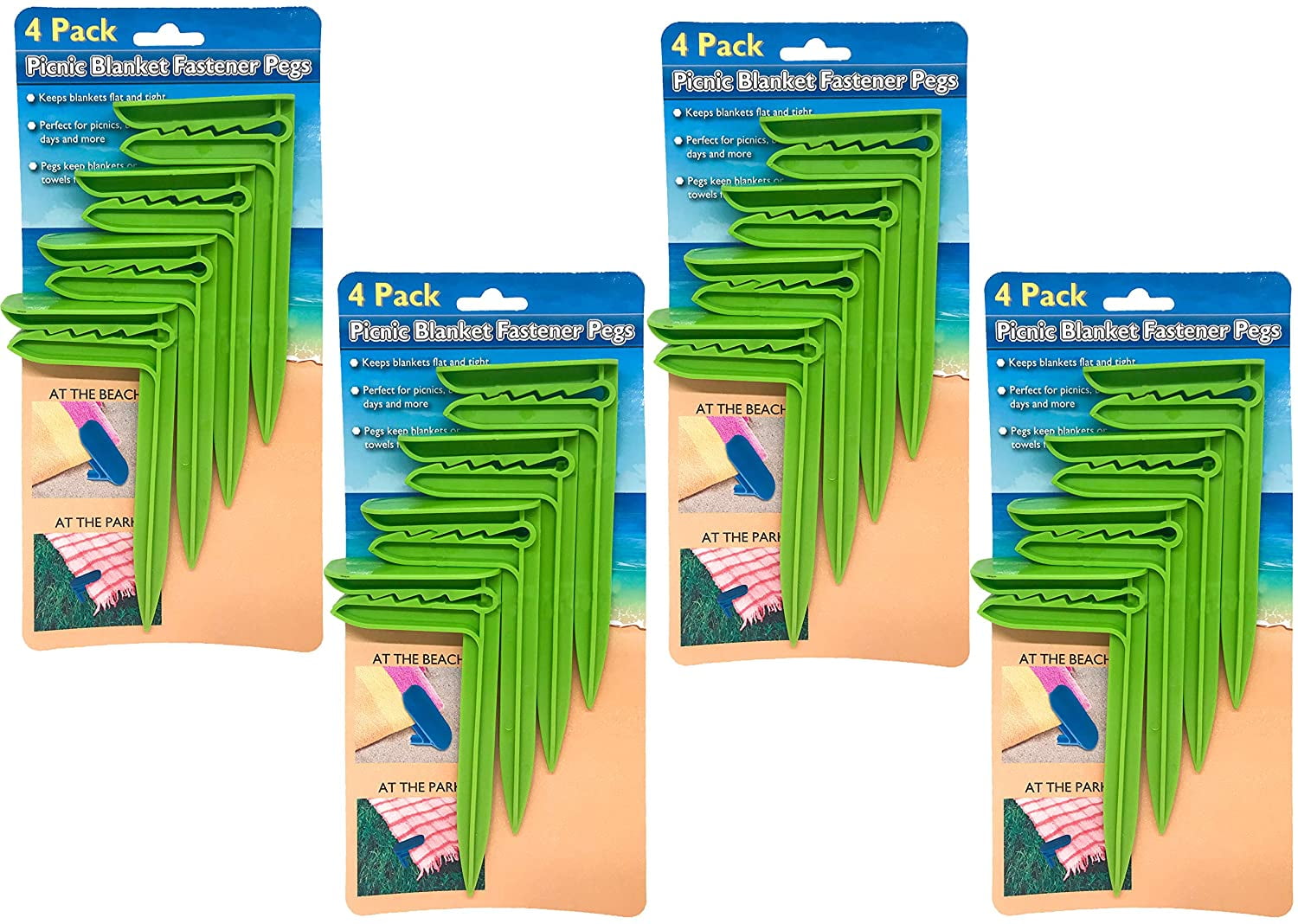 Black Duck Brand Green Picnic Blanket Fastener Pegs (16 Total Blanket ...