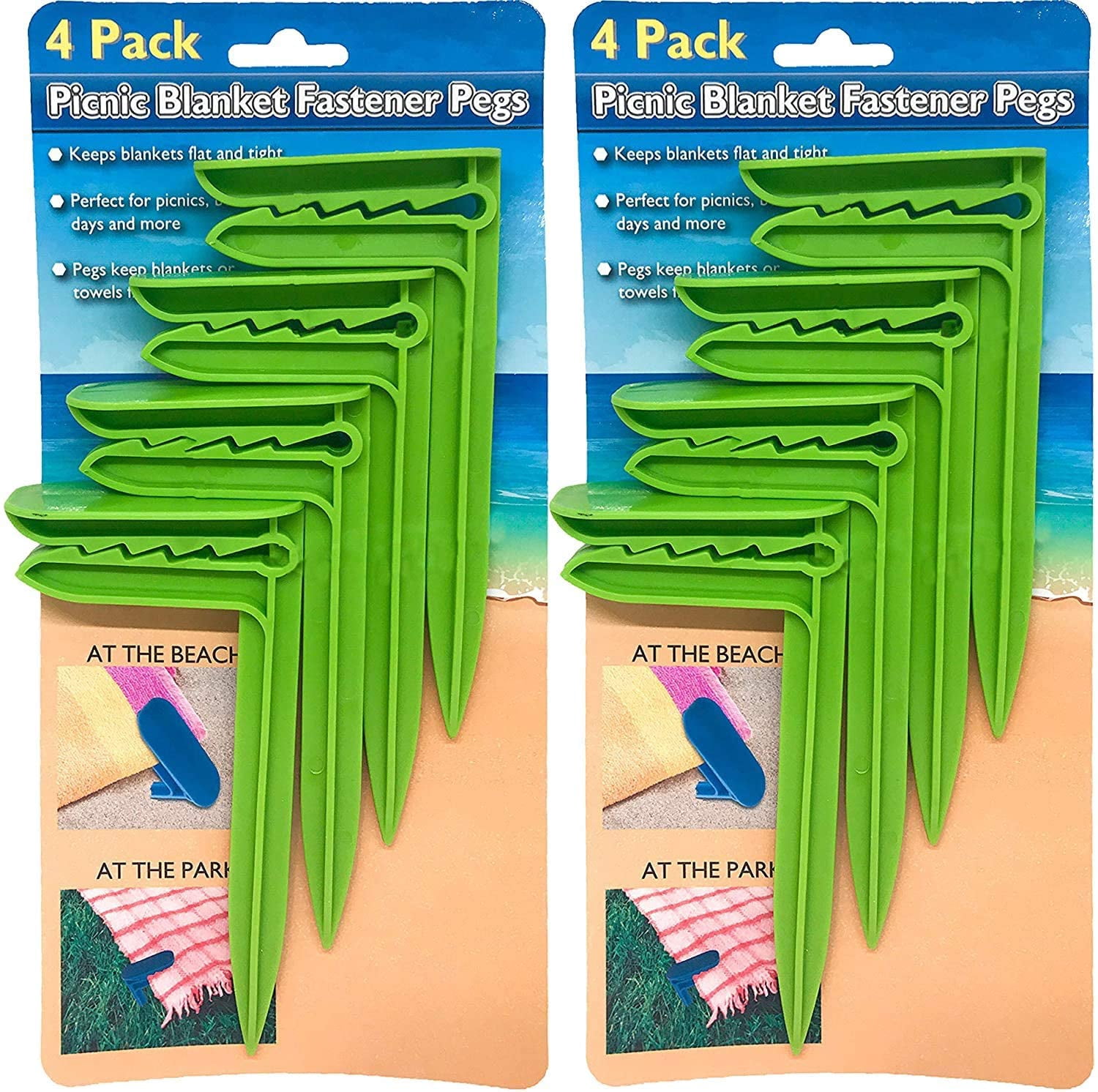 Black Duck Brand Green Picnic Blanket Fastener Pegs (8 Total Blanket ...