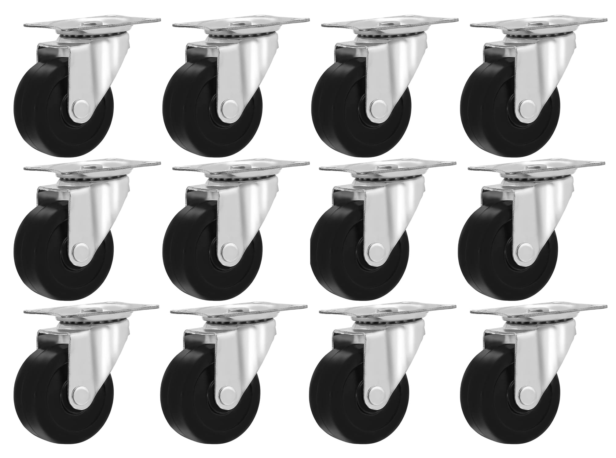 Black Duck Brand Heavy Duty 2" Swivel Caster Wheels, Rubber Base w/Top ...
