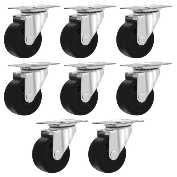 Black Duck Brand Heavy Duty 2" Swivel Caster Wheels, Rubber Base w/Top ...