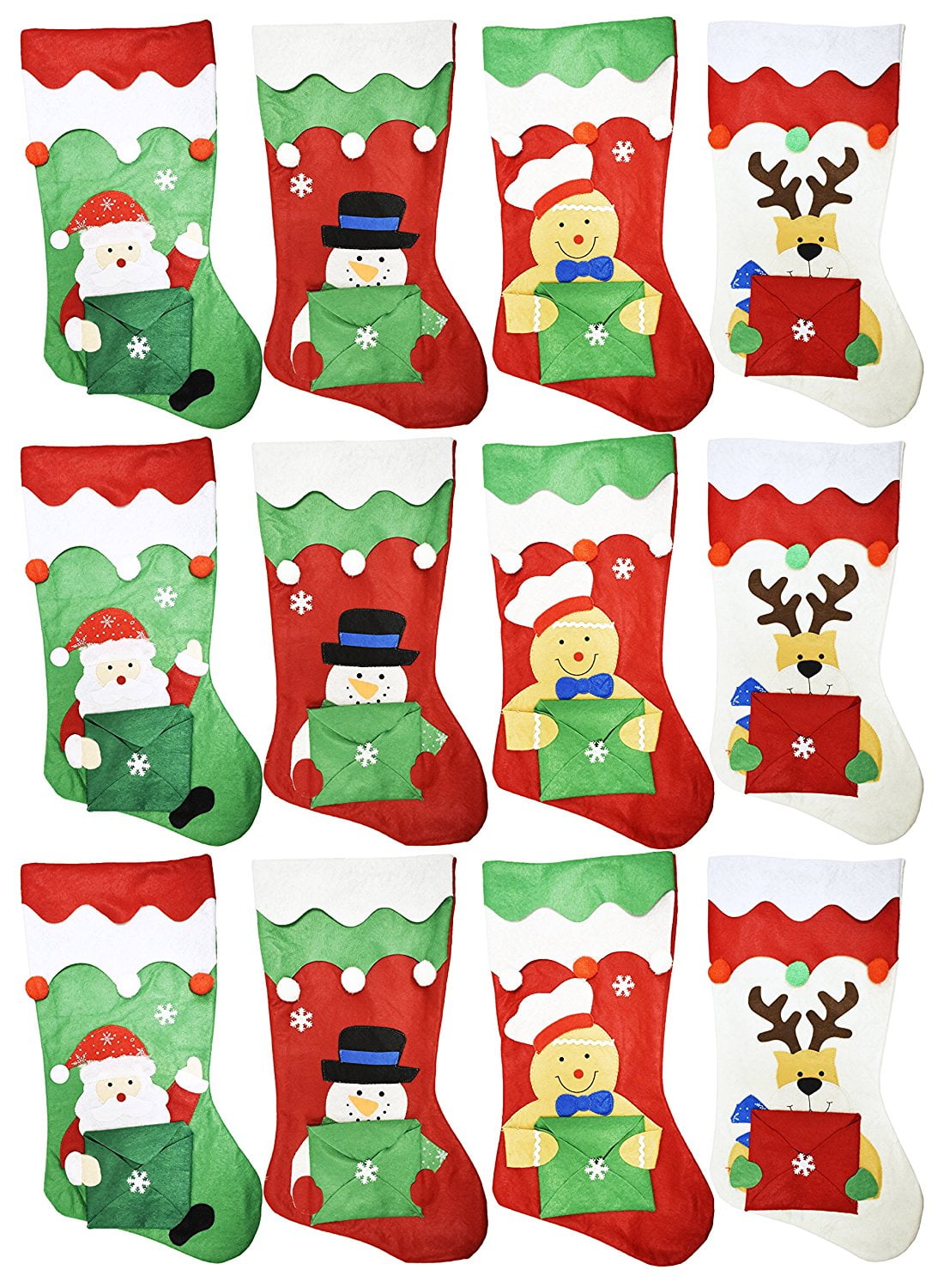 Black Duck Brand Set of 12 Christmas Stockings with Gift Card Envelopes ...