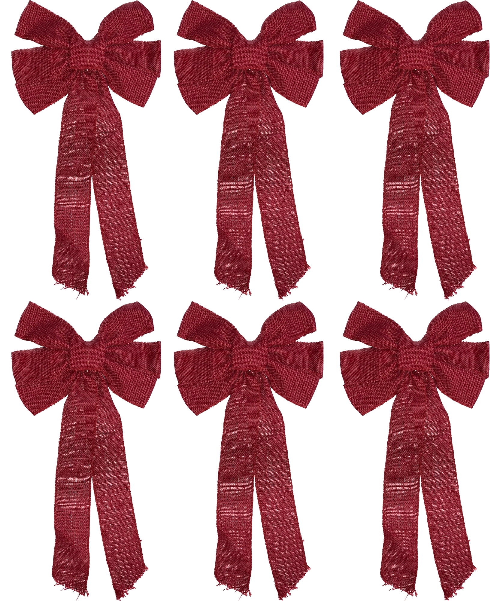 Black Duck Brand Set of 6 Burgandy Burlap Bows - Rustic Themed ...