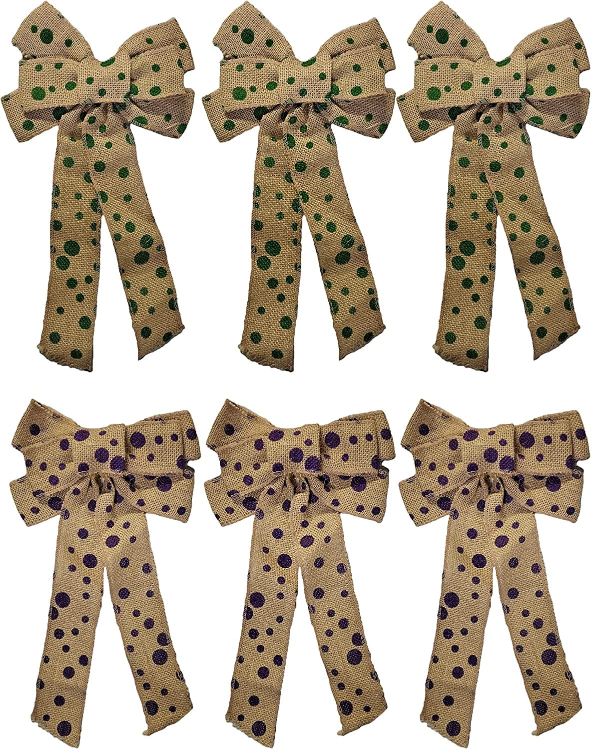 Black Duck Brand Set of 6 Polka Dot Burlap Bows - Rustic Themed ...