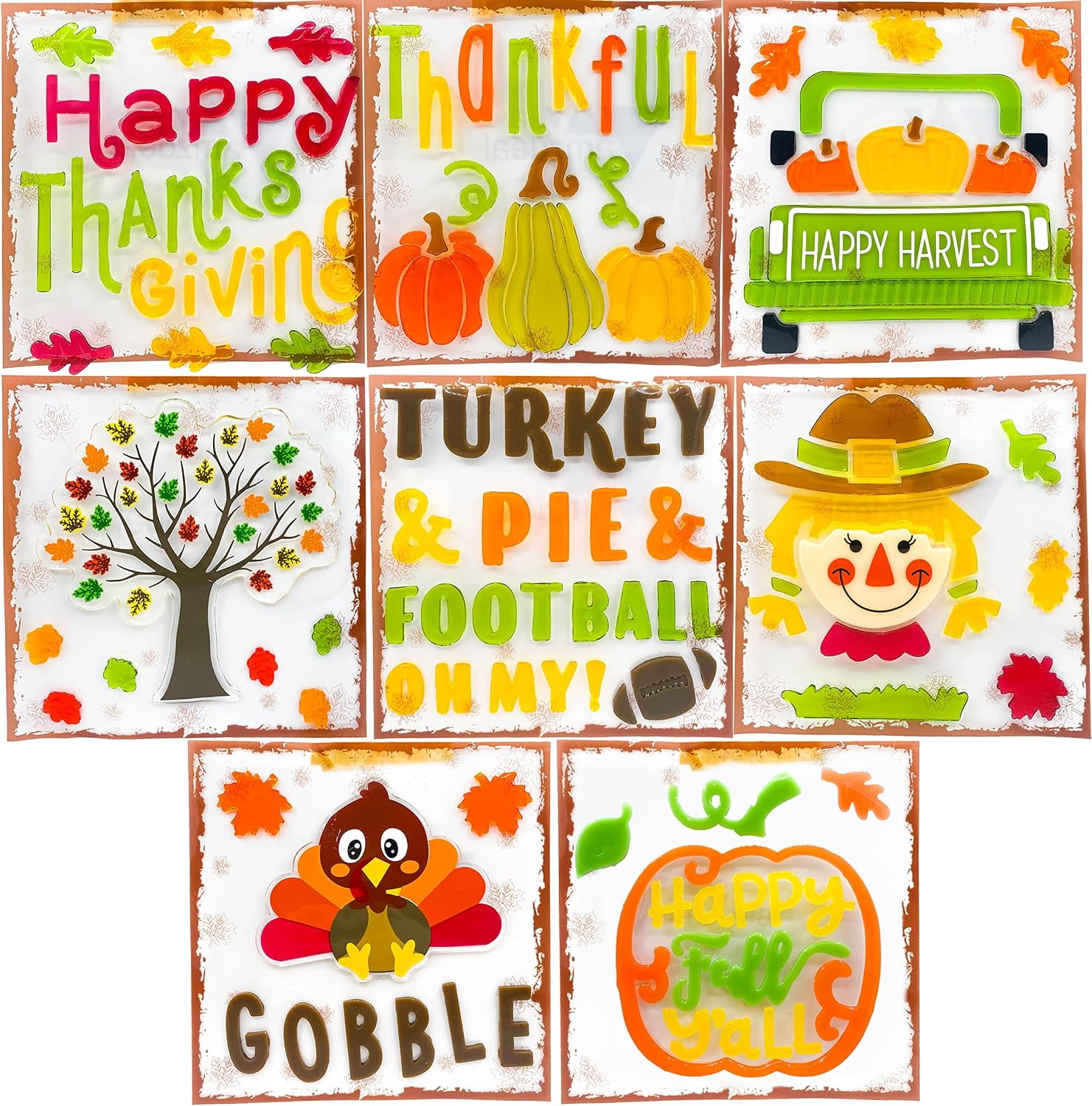 Black Duck Brand Set of 8 Gel Window Stickers - Fall Harvest Theme ...