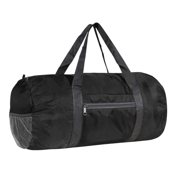 Black Foldable Duffel Bag Portable Gym Sports Tote With Inner Pocket ...