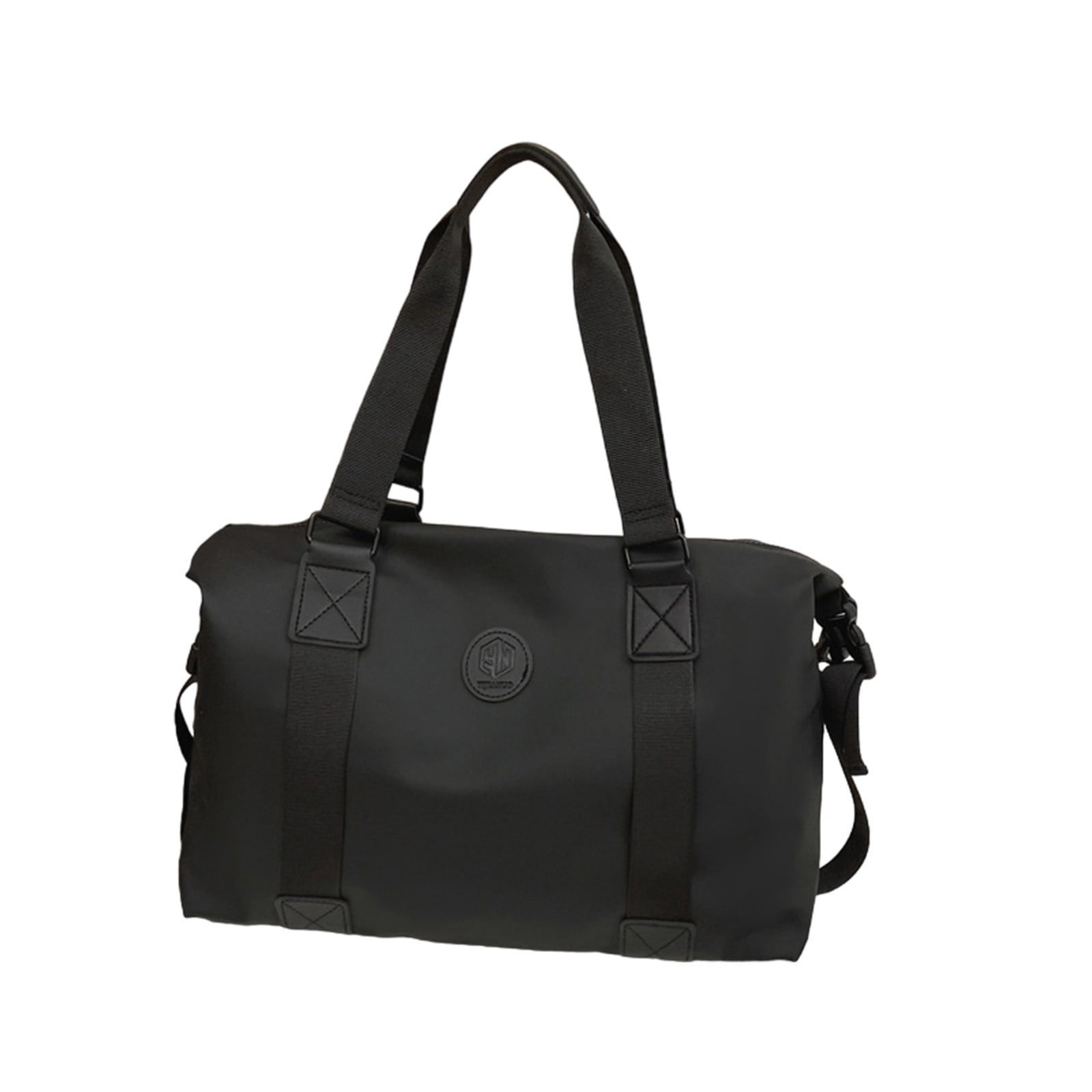 Black Duffel Bag Sports Tote Gym Bag Shoulder Weekender Overnight Bag ...