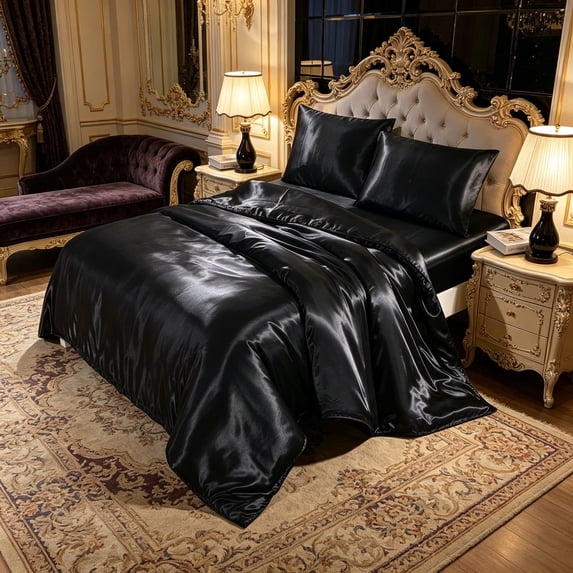 Black Duvet Cover - Twin/Twin XL Size 68"x90" with Zipper Closure ...