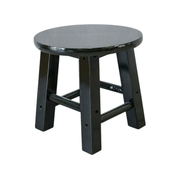 Black Dwarf Stool Solid Wood Small Stool With Waterproof Finish And ...