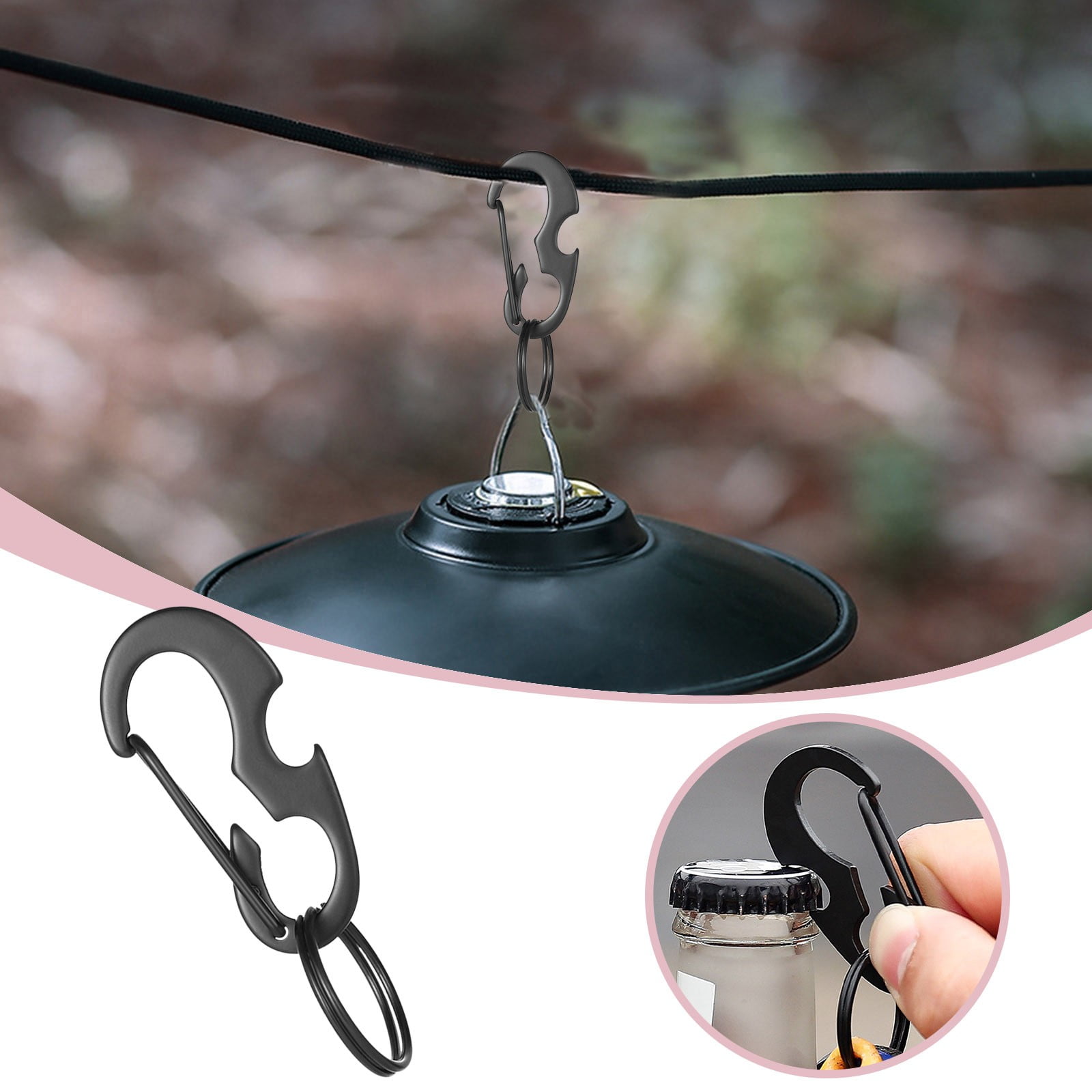 Black EDC Multifunctional D Shaped Metal Mountaineering Buckle Spring ...