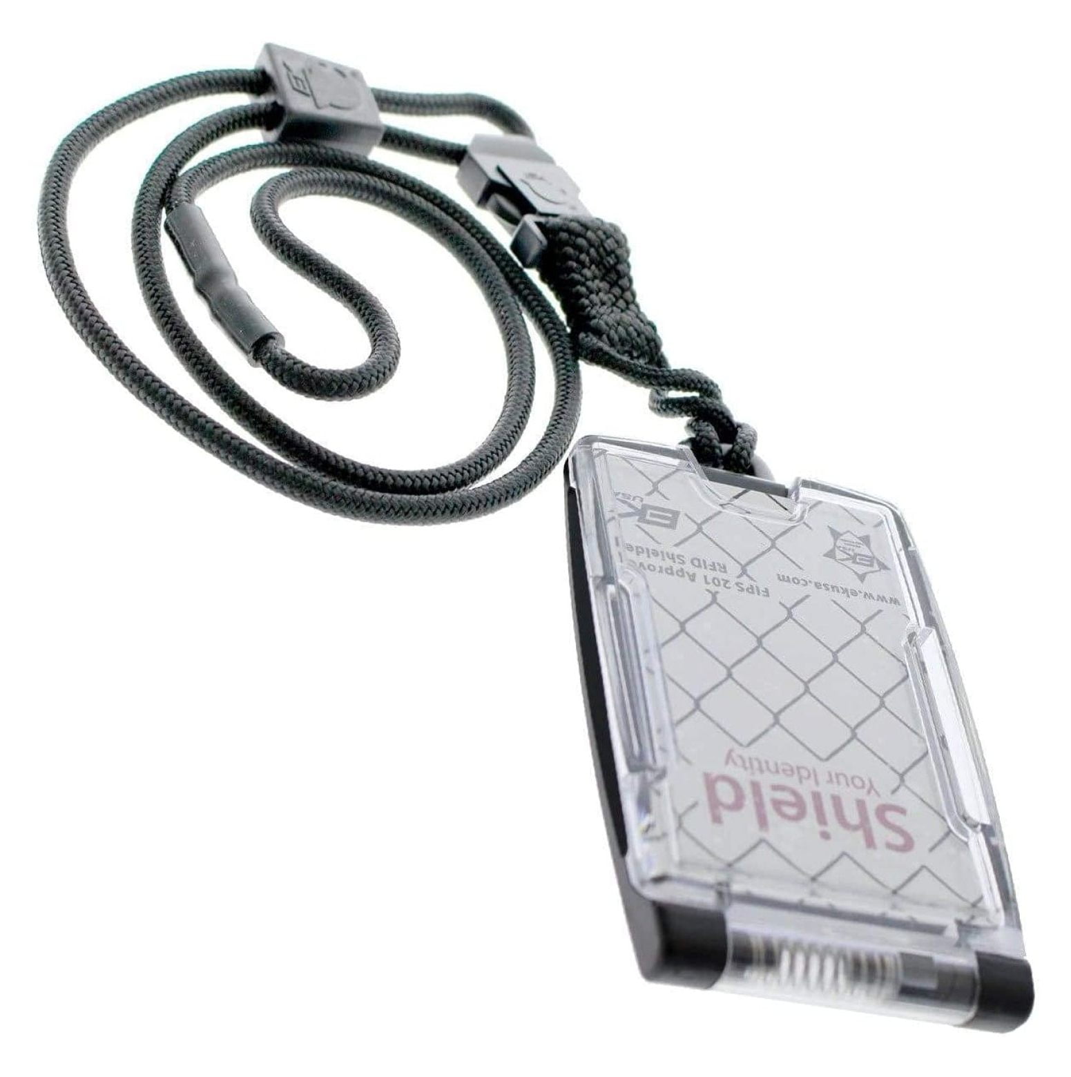 Black EK One Hander Shielded ID Badge Holder with Detachable Lanyard ...
