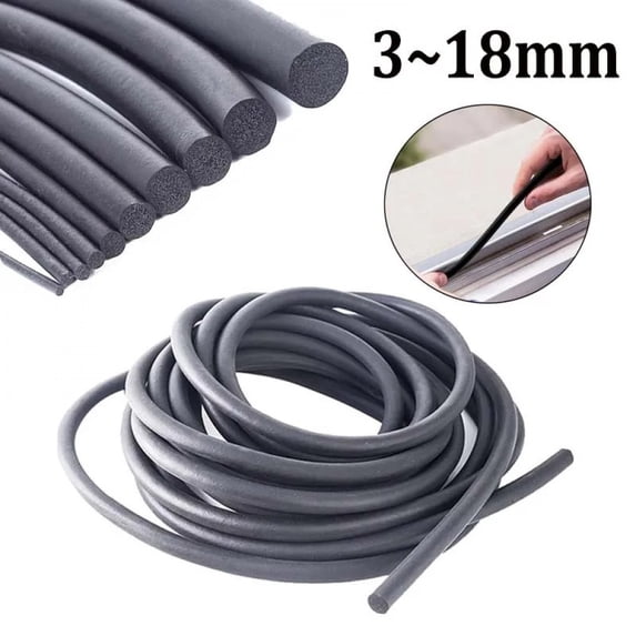 Black EPDM Rubber Foam Sealing Strip Round Sponge Cord Bar For Cabinet ...