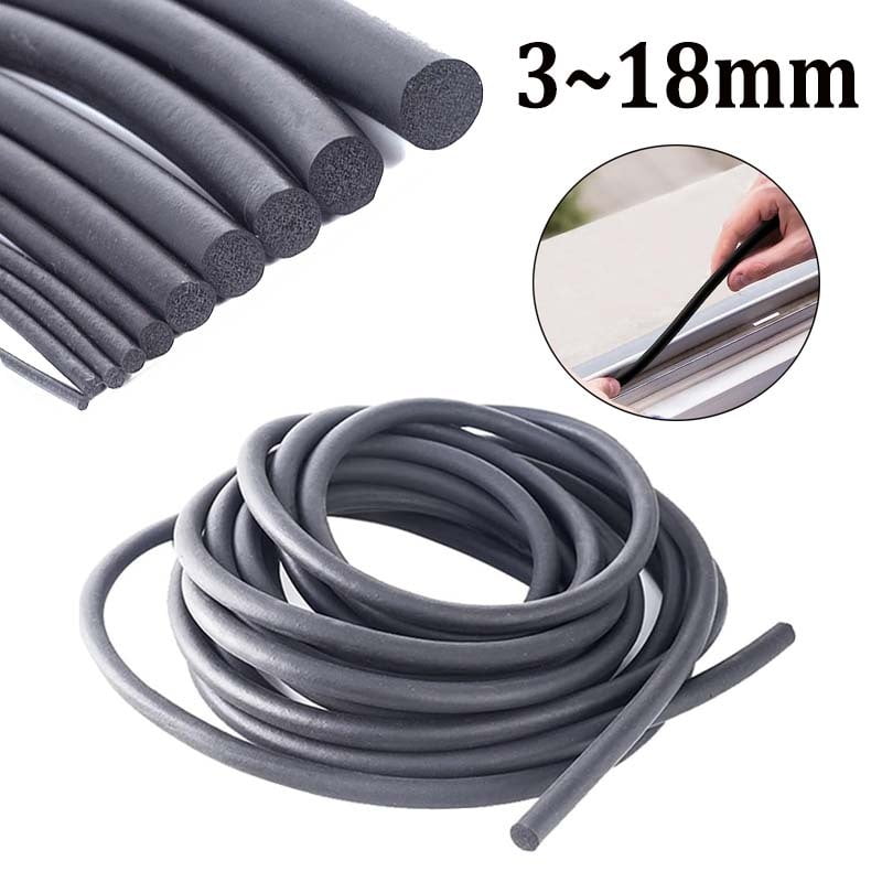 Black EPDM Rubber Foam Sealing Strip Round Sponge Cord Bar For Cabinet ...