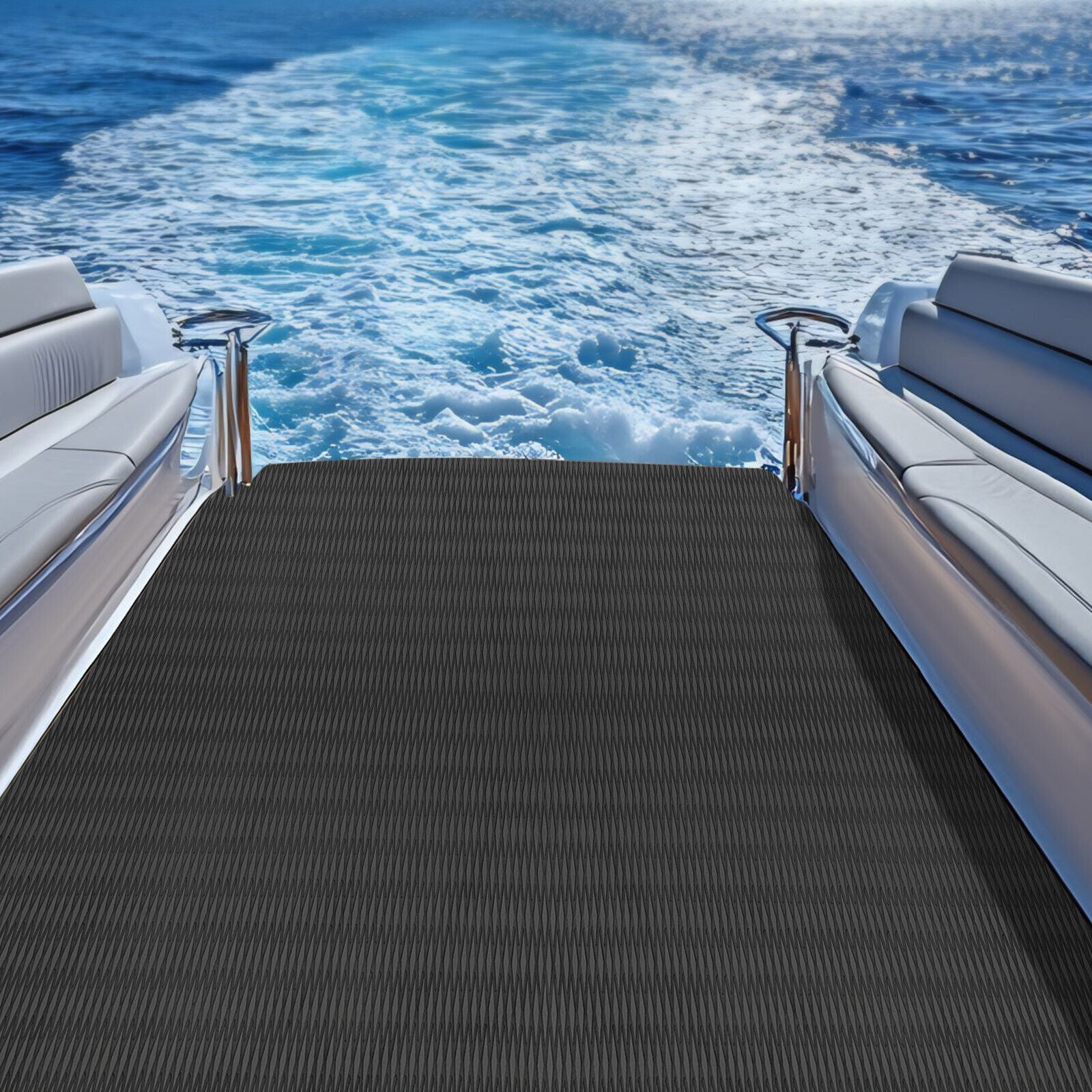 Black EVA Boat Floor Mat,7.87x3.77ft,0.2in Thick,Anti-Slip Rhombus ...