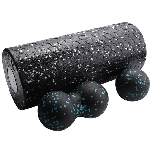 Black EVA Foam Roller Set Massage Roller Ball for Neck Back Muscles ...