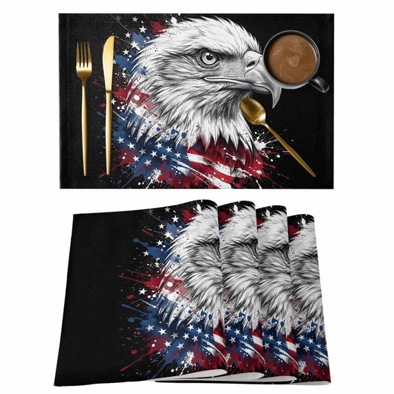 Black Eagle American Flag Placemats Set of 6 USA Flag 4th of July Place ...