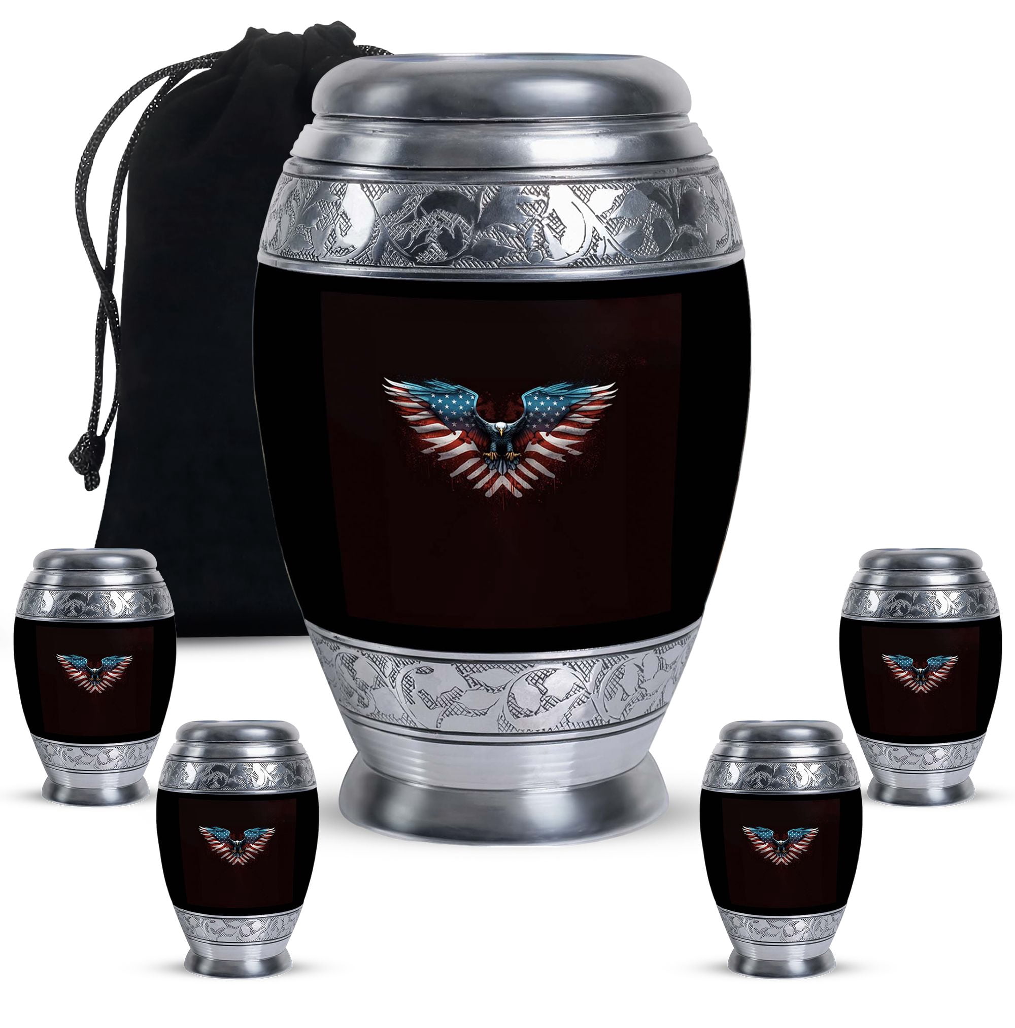 Black Eagle Large And Small Funeral Urns For Human Ashes Adult Women ...