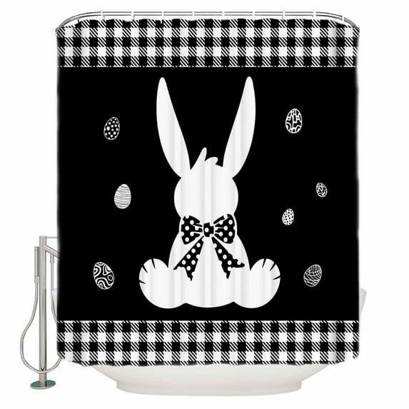 Black Easter Bathroom Shower Curtains with 12 Hooks Polyester ...
