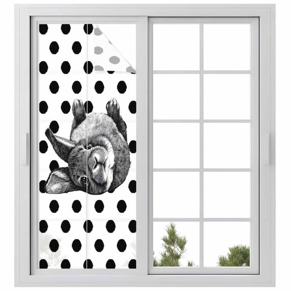 Black Easter Window Privacy Film, Spring Country Cute Bunny Polka Dot ...