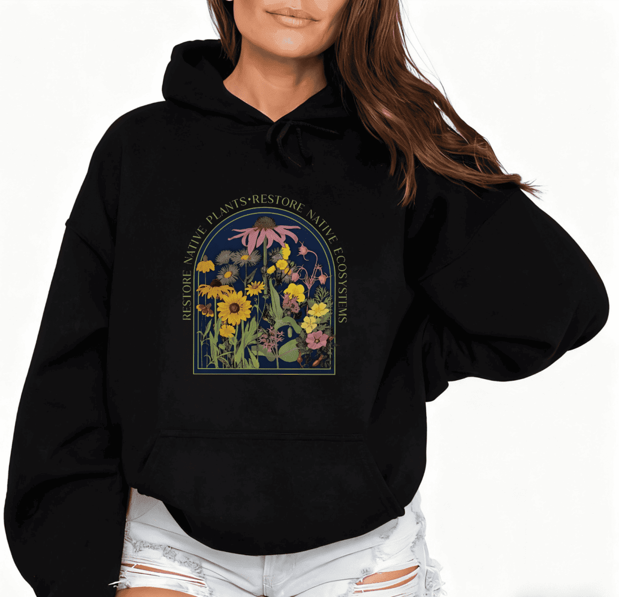 Black Eco Friendly Native Plants Unisex Graphic Sweatshirt Print Hoodie ...