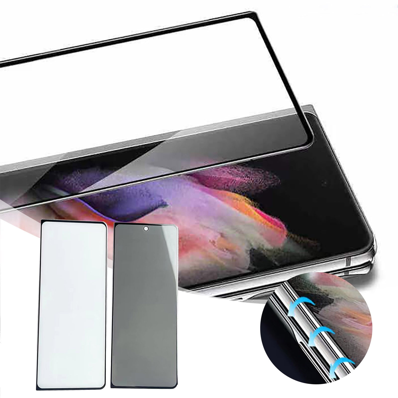 Black Edge Privacy Guard Tempered Glass Screen Film Enhanced Viewing ...