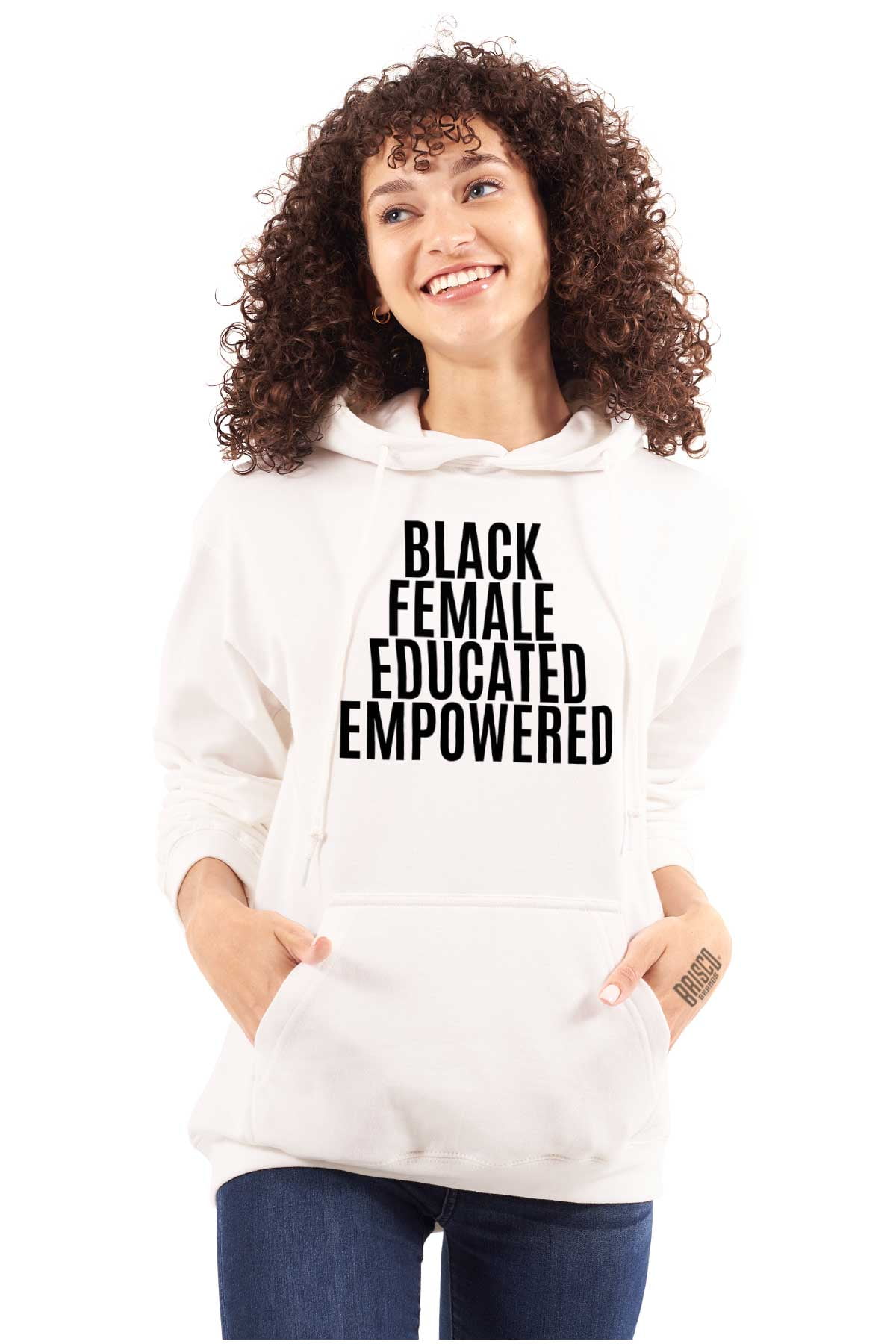Black Educated Empowered Feminist Hoodie Sweatshirt Women Brisco Brands S - Walmart.com