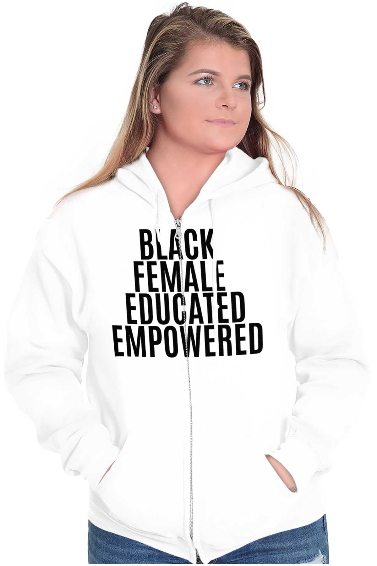 Black Educated Empowered Feminist Women Plus Size Zipper Hoodie Brisco ...