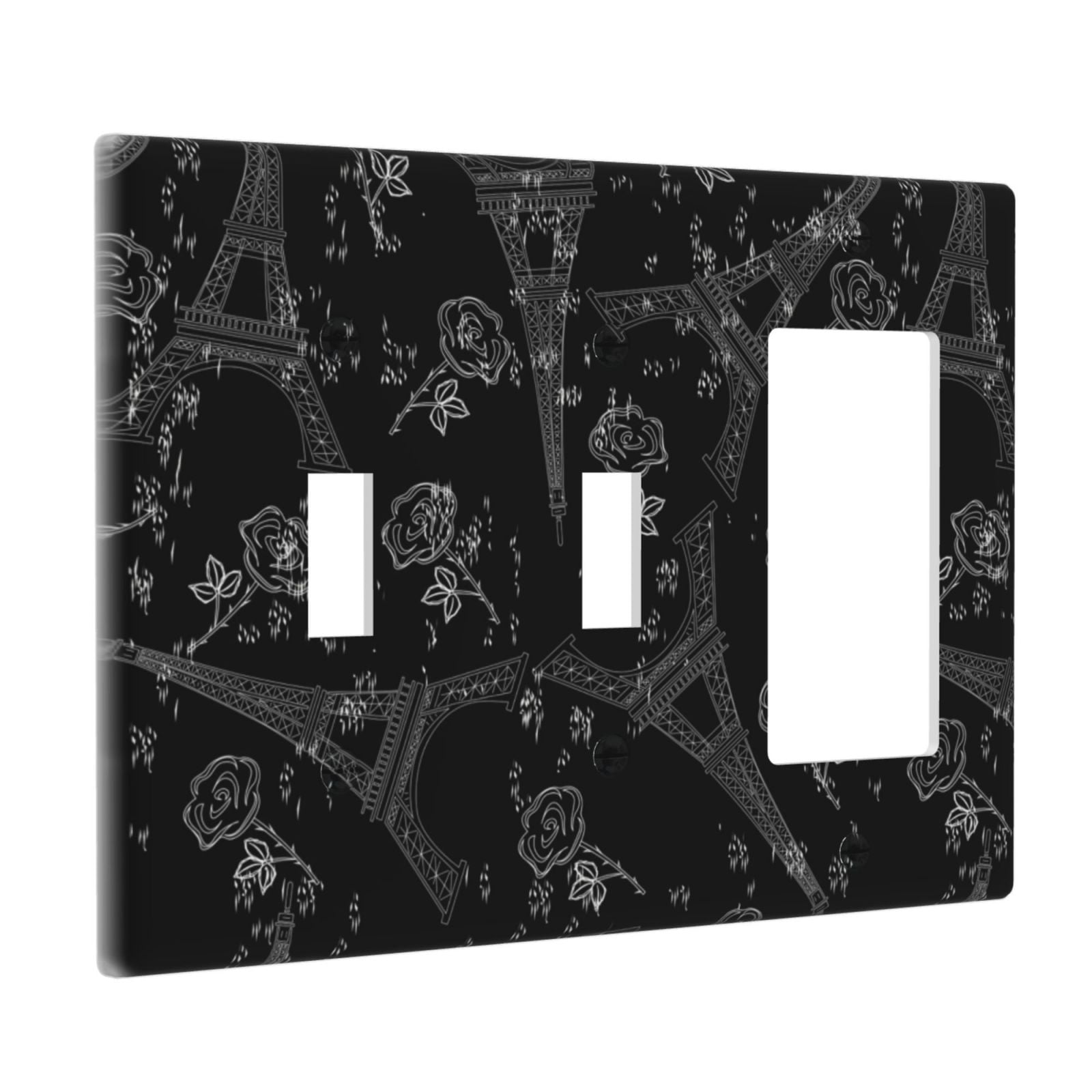 Black Eiffel Tower Prints Wall Plate, 3-Gang 2 Toggle 1 Rocker ...
