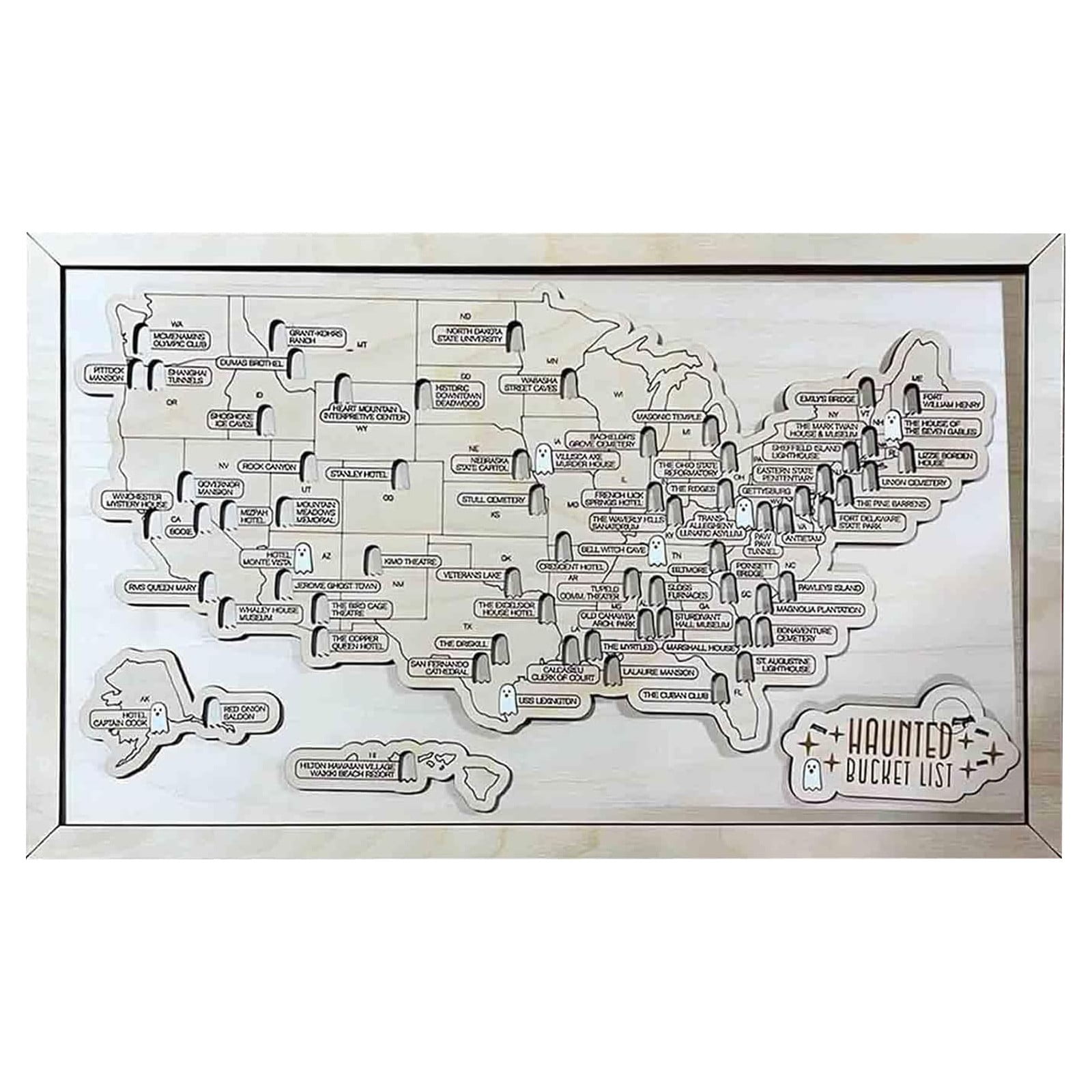 Black Eight Haunted Map, Haunted Bucket List Map, 2024 New Haunted ...