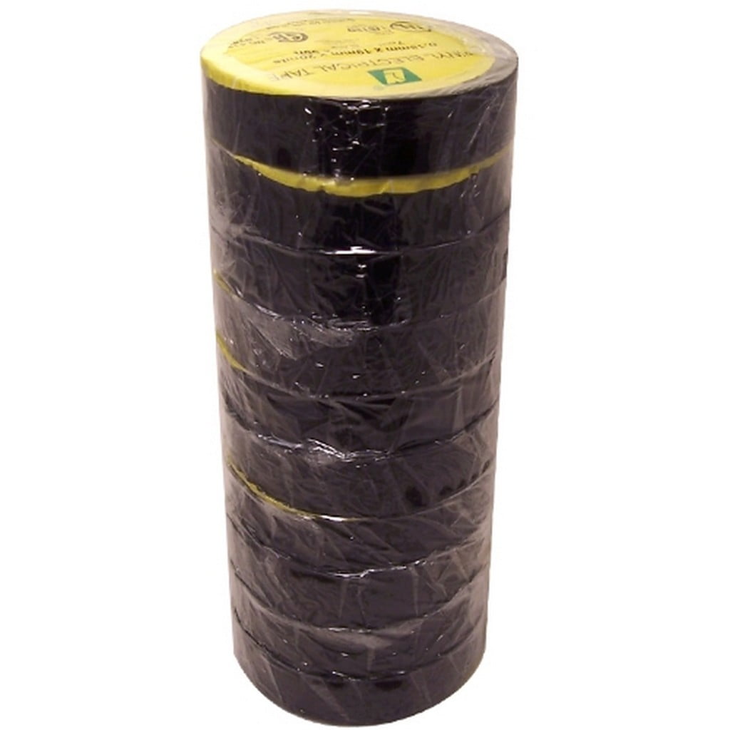 Black Electrical Tape 3/4 X 66 Ft Roll 7 Mil (10 Pack) - Walmart.com
