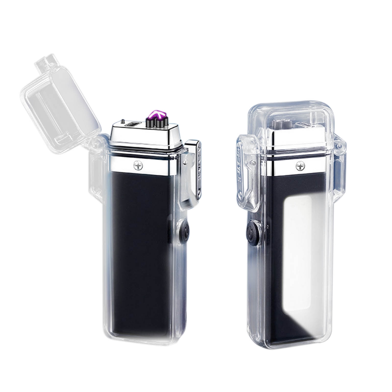 Black Electronic Arc Lighter With Cob Lighting Strip Type C Fast ...