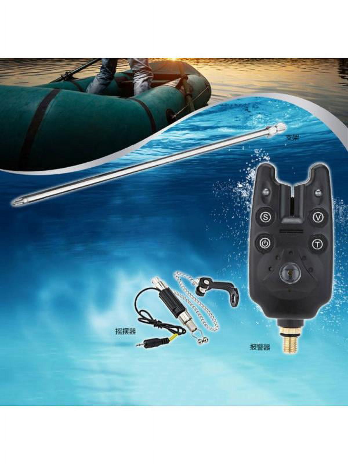 Black Electronic LED Light Fish Bite Sound Alarm Bell Clip On Fishing ...