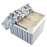 "Elegant Black Card Storage Box with Dividers - Holds 140+ Cards, 7"" x ...