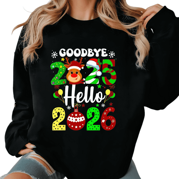 Black Elegant Reindeer Print Sweatshirt Trendy Reindeer Graphic ...