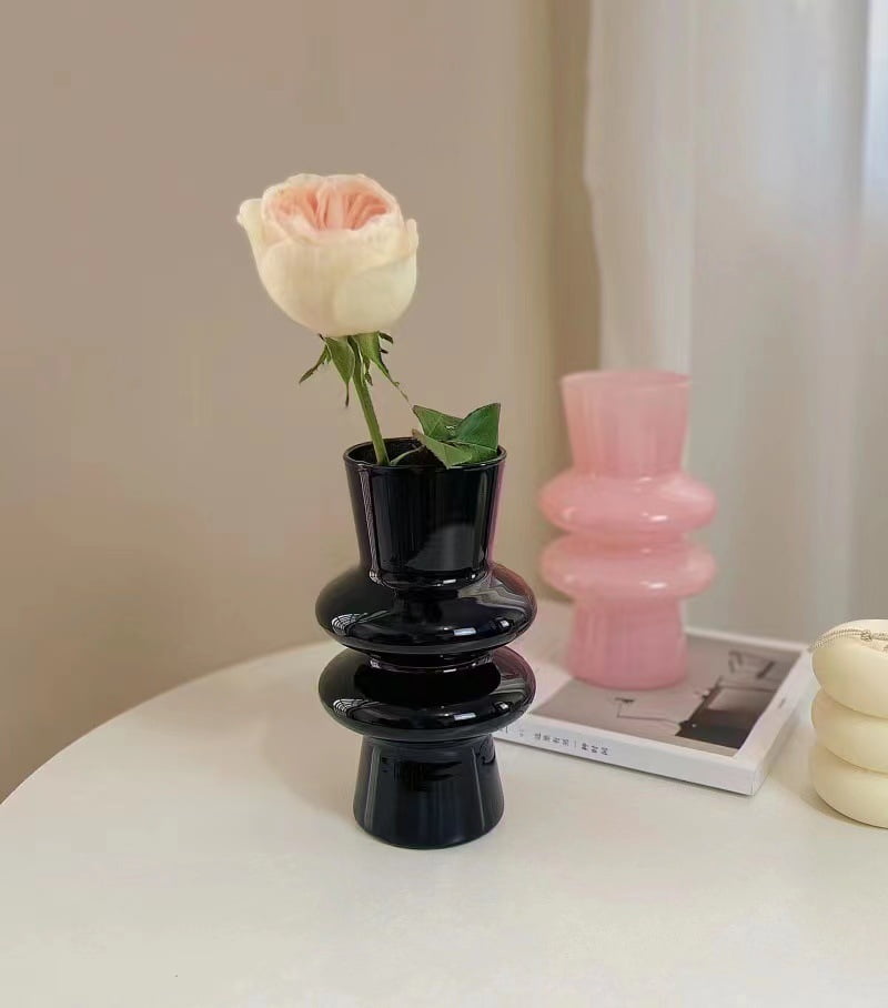 Black Elegant Vintage Fenton Cream Glass Vase - French-style Living ...