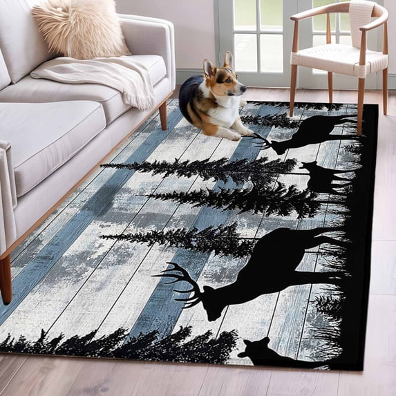 Black Elk 3'x5' Rug for Bedroom Foot of Bed Small Living Room, Navy ...