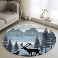 Black Elk 4' Round Rug for Cozy Reading Nook Home Office Chair Area ...
