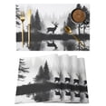 Black Elk Forest Placemats Set of 4 Silhouettes Animals Retro Art Place ...
