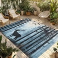 Black Elk Outdoor Rug, Sunlight Forest Animal Bird Nature Scenery Non ...
