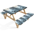 Black Elk Picnic Table Cover with Bench Covers Sunlight Forest Animal ...