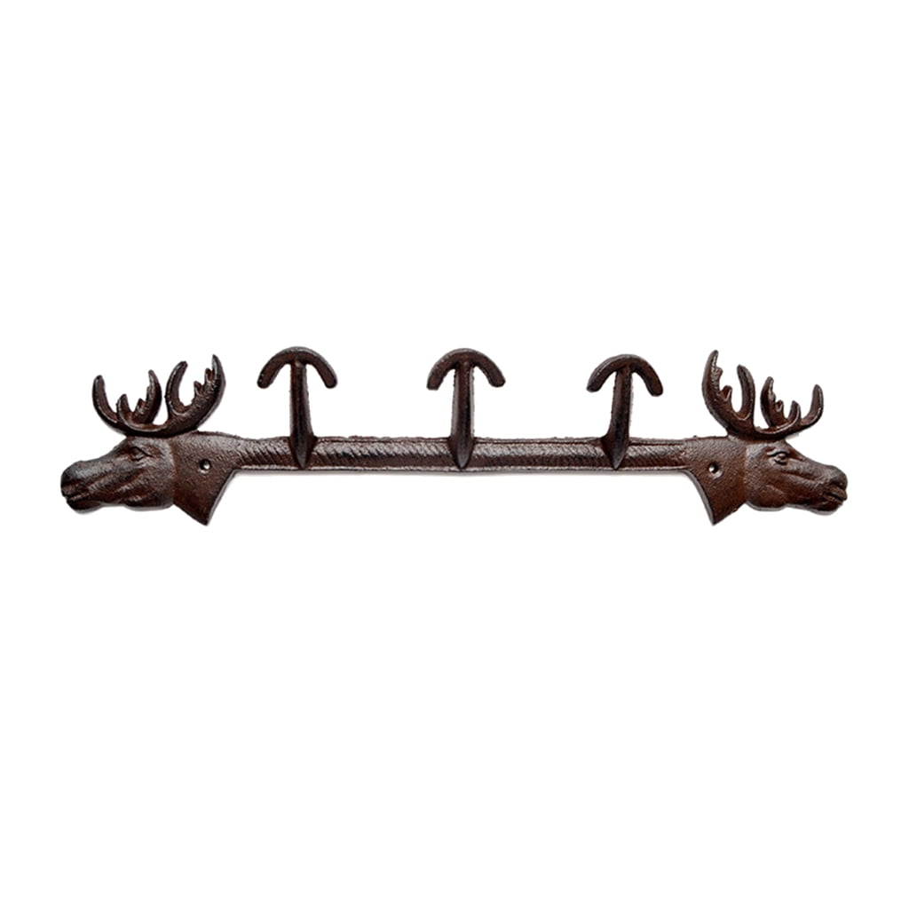 Black Elk Shaped Metal Wall Hook Decorative Hanger Practical Iron Key ...