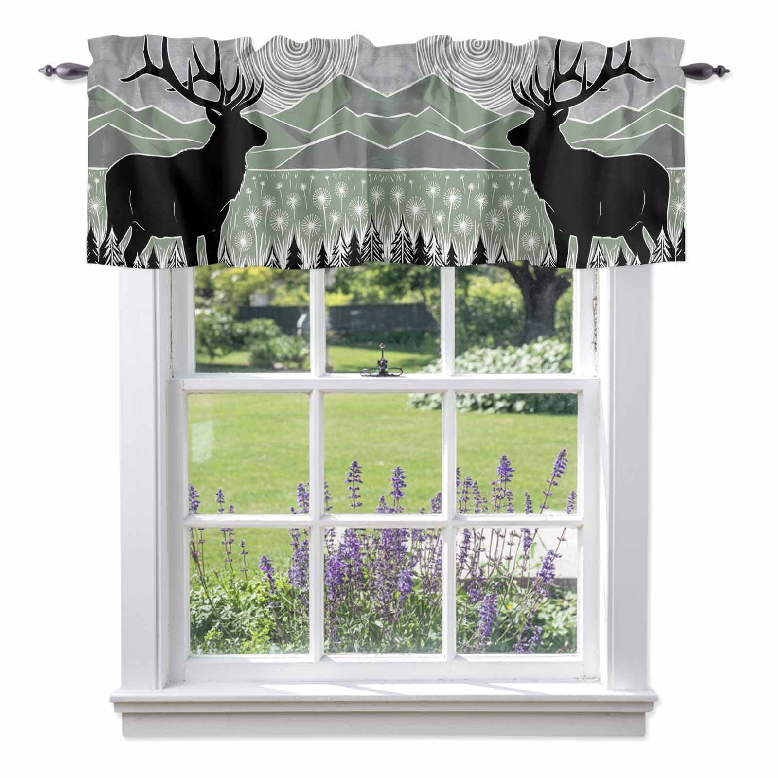 Black Elk Silhouette Valances for Windows, Pine Forest Sage Green ...