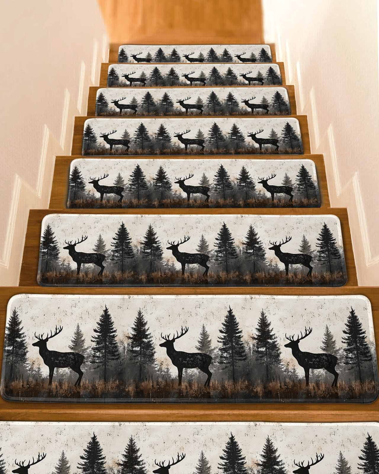 Black Elk Stair Treads for Wooden Steps Indoor Runner Rug Carpet ...