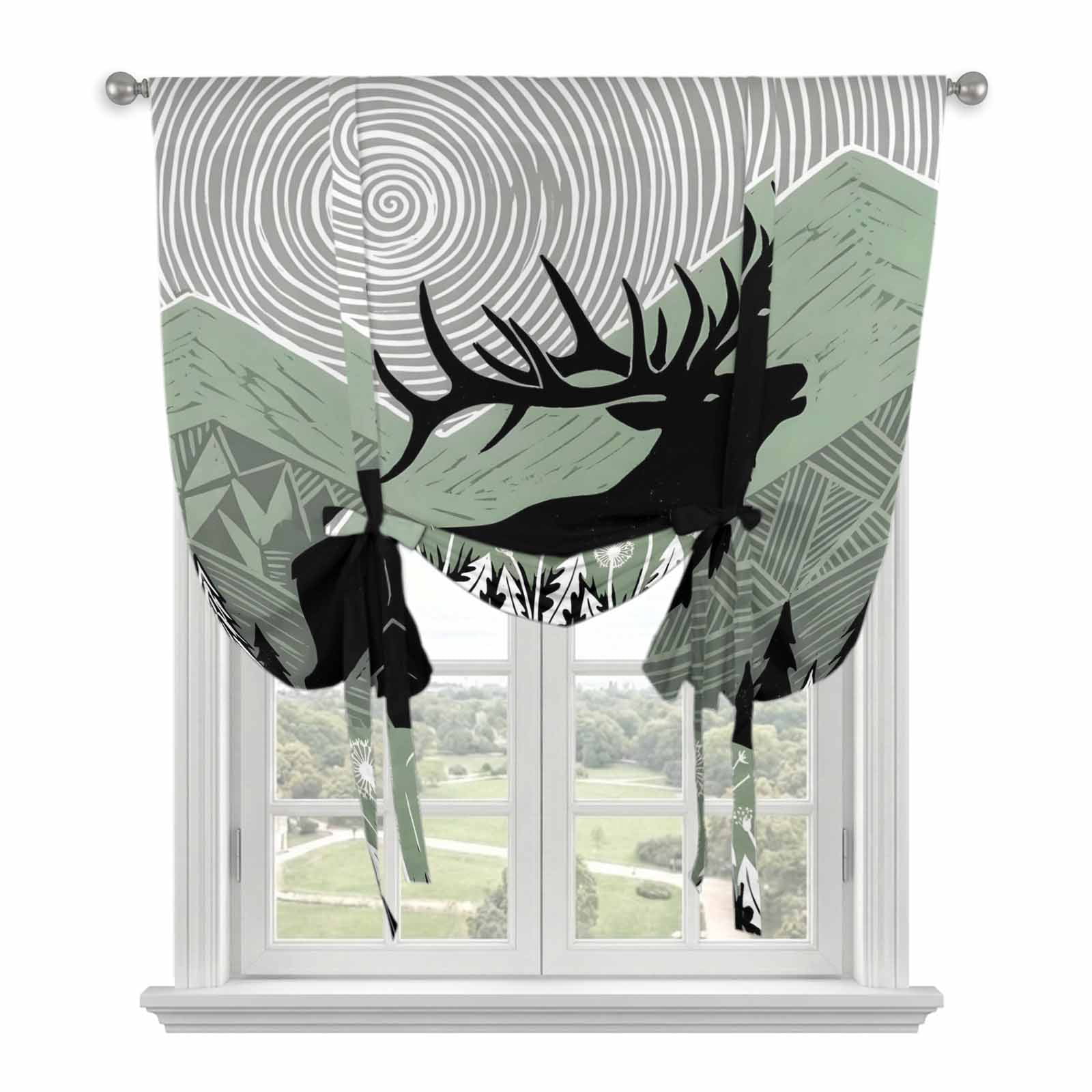 Black Elk Tie Up Curtains for Window, Thermal Insulated Balloon Shade ...