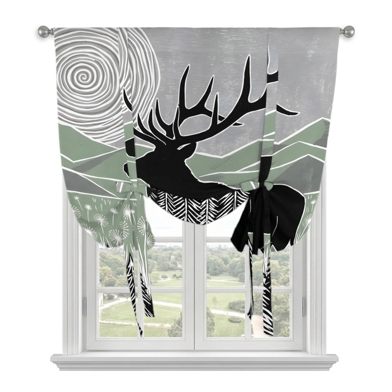 Black Elk Tie Up Curtains for Window, Thermal Insulated Balloon Shade ...