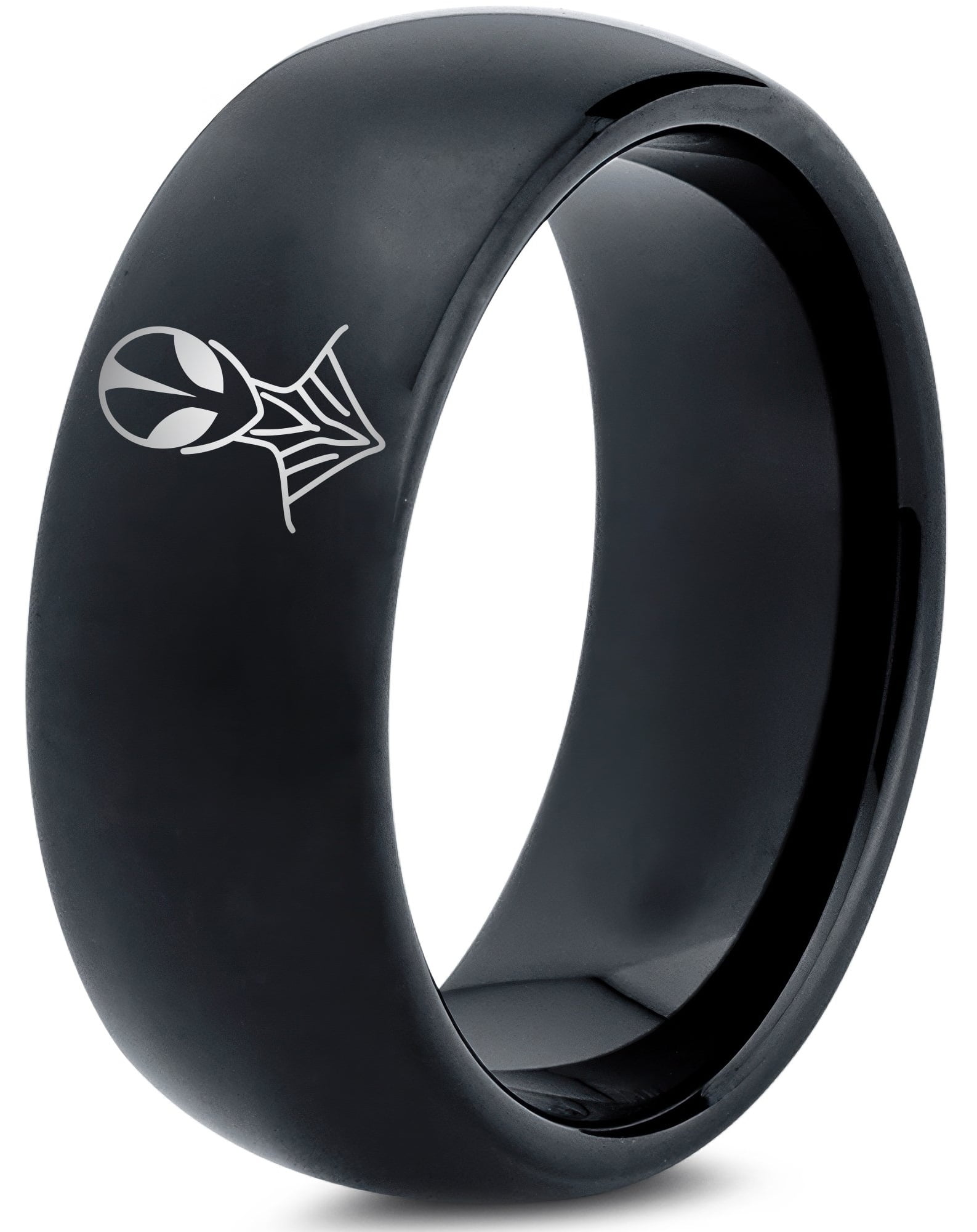 Gamer Handmade Jewelry Black Metal Tungsten Stackable Rings 70s Notched ...